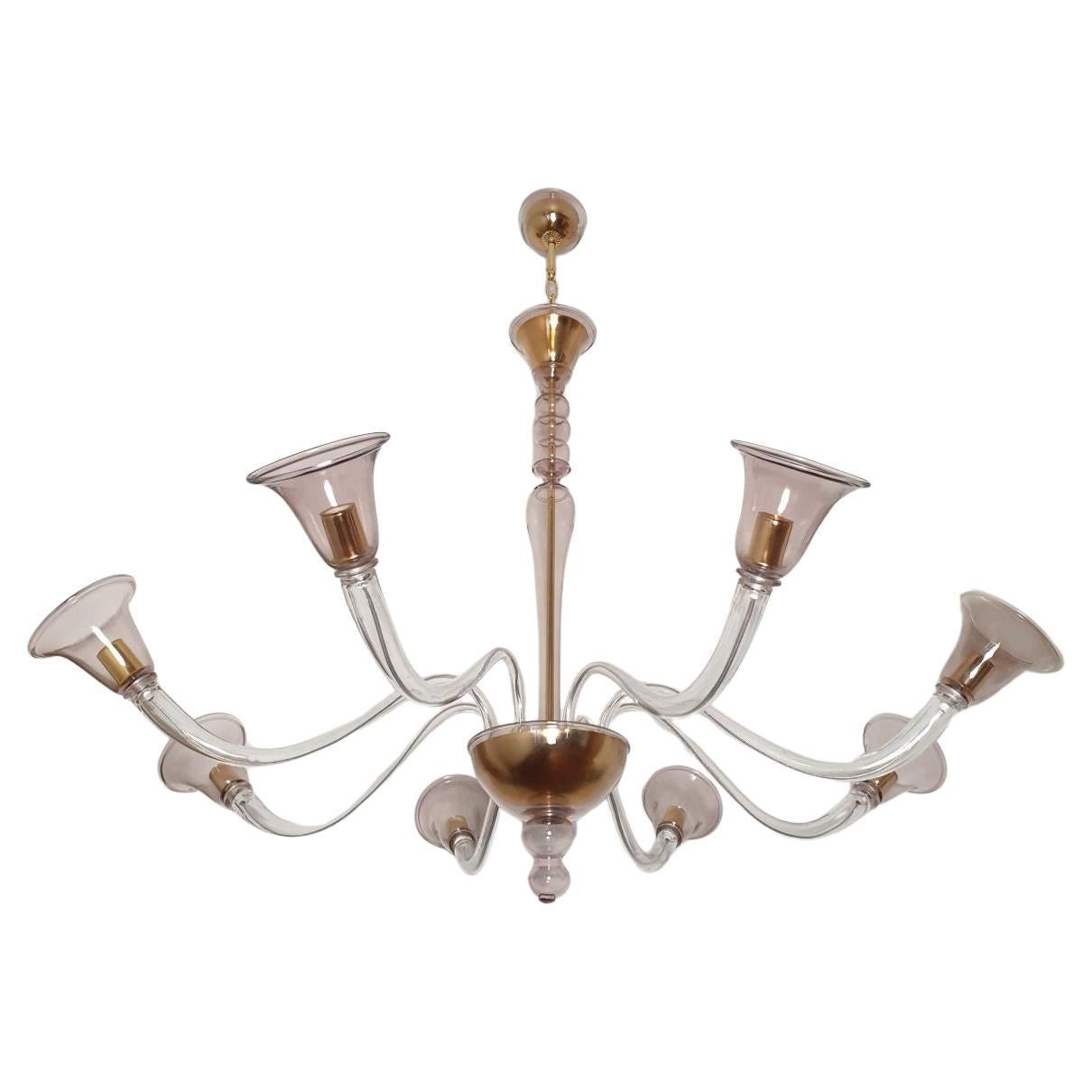 Purple Mid Century Murano Glass Chandelier For Sale at 1stDibs