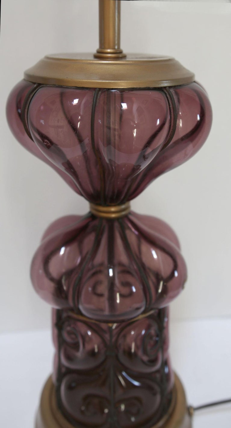 Marbro Purple Murano Style Blown Glass Lamp For Sale at 1stDibs
