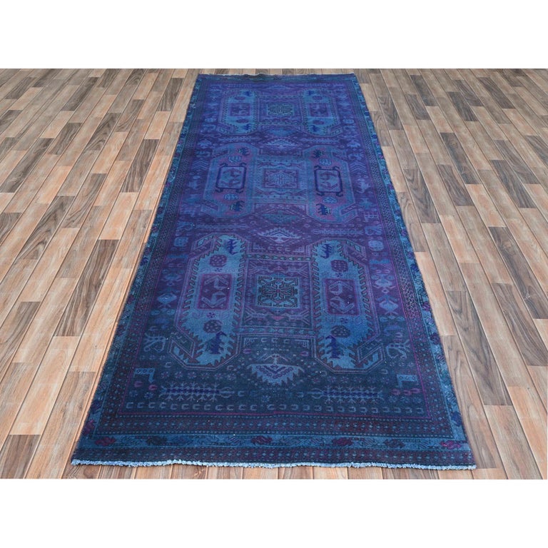 Purple Overdyed Pure Wool Bohemian Vintage Northwest Persian Hand ...