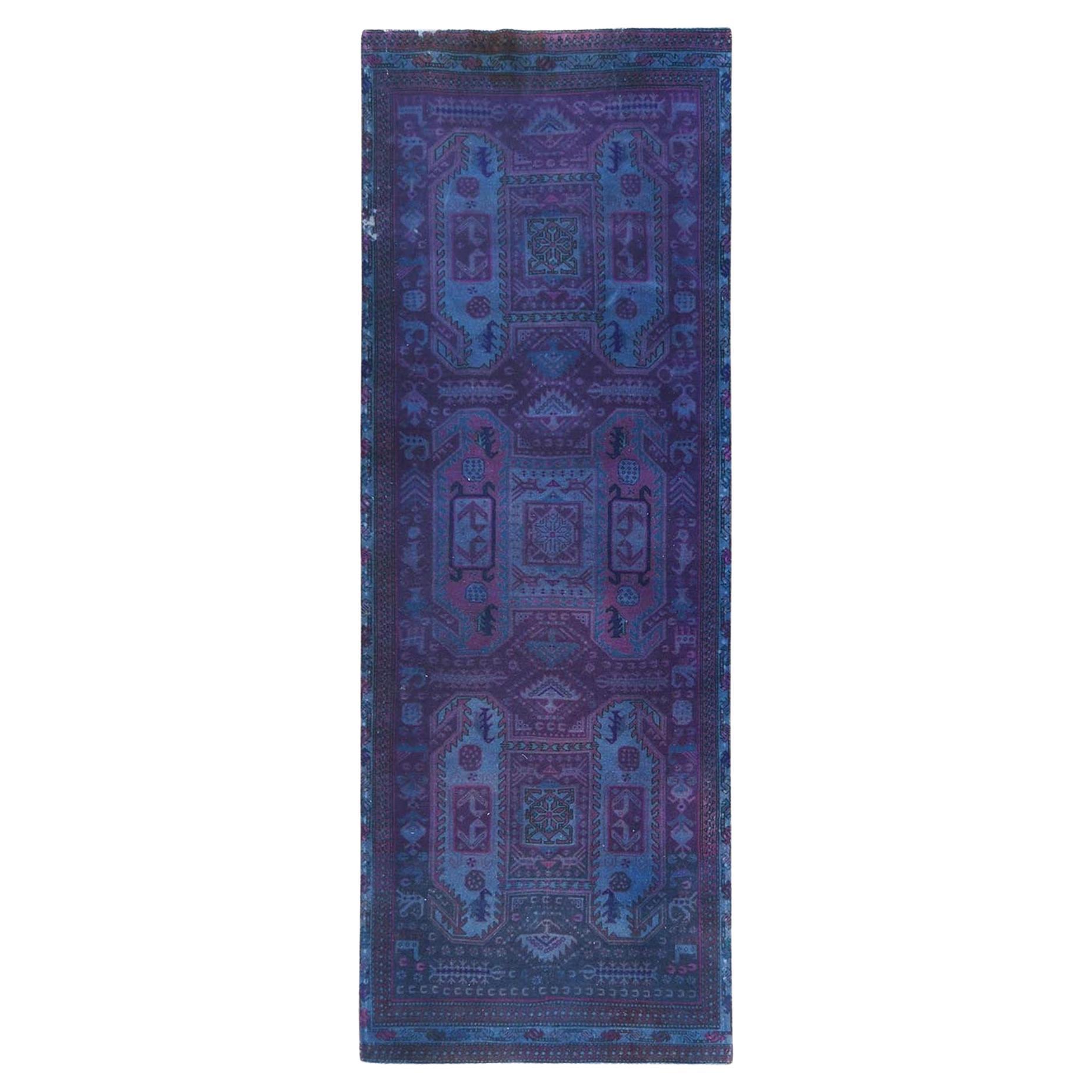 Pure Wool Antique Russian Somak Flat Weave Wide and Long Purple Hand ...