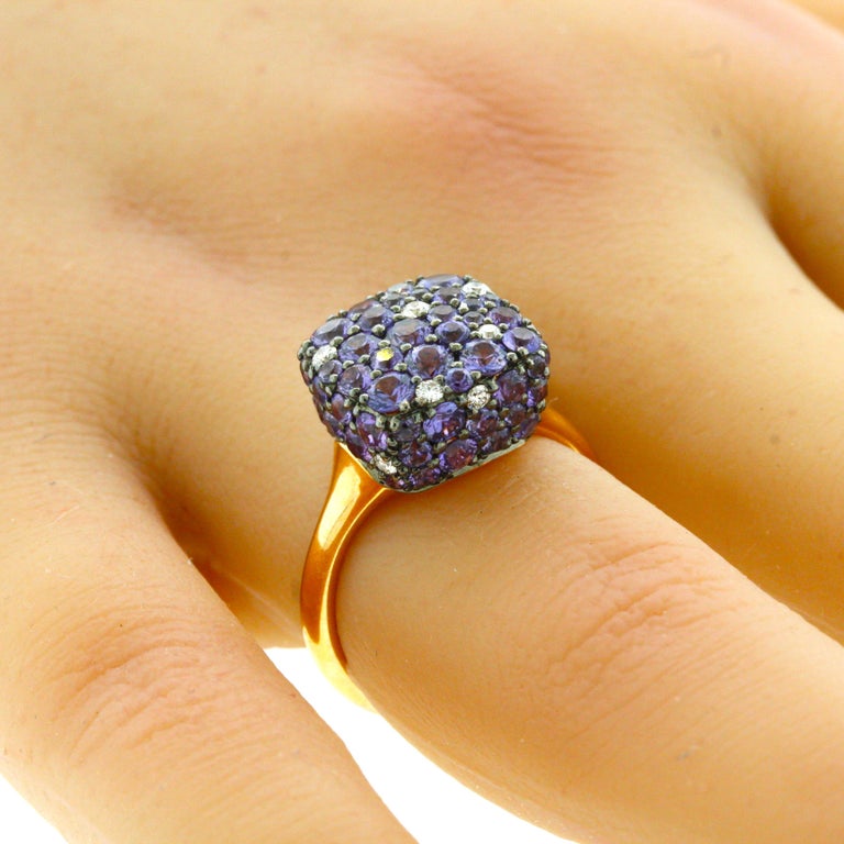 Purple Sapphire Diamond Gold Ring For Sale at 1stDibs