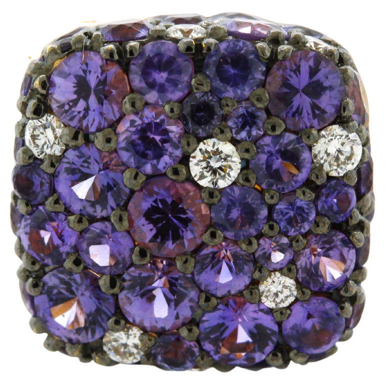 Purple Sapphire Diamond Gold Ring For Sale at 1stDibs