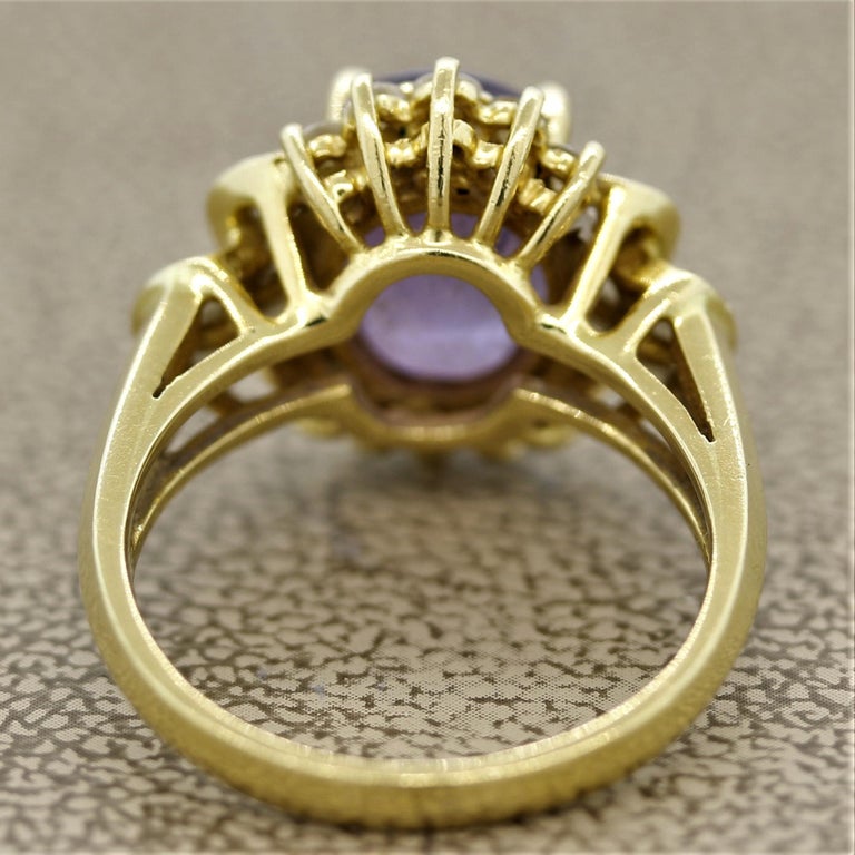 Purple Star Sapphire Diamond Gold Ring For Sale at 1stDibs