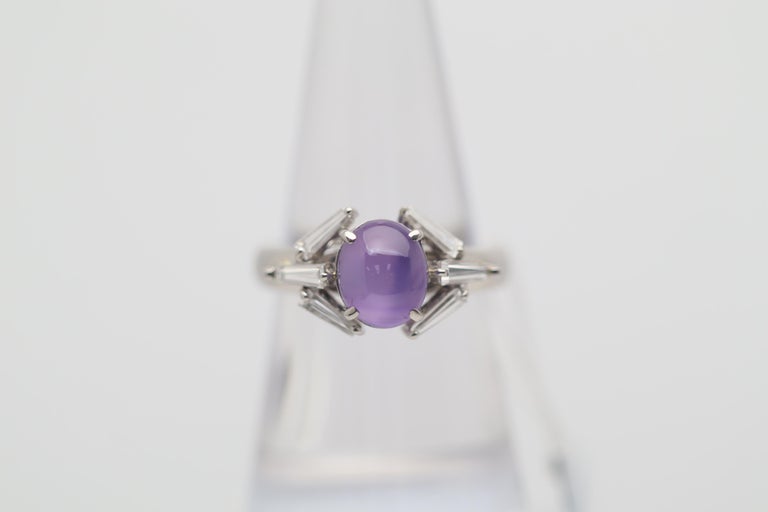Purple Star Sapphire Diamond Platinum Ring For Sale at 1stDibs