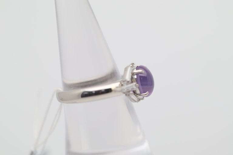 Purple Star Sapphire Diamond Platinum Ring For Sale at 1stDibs