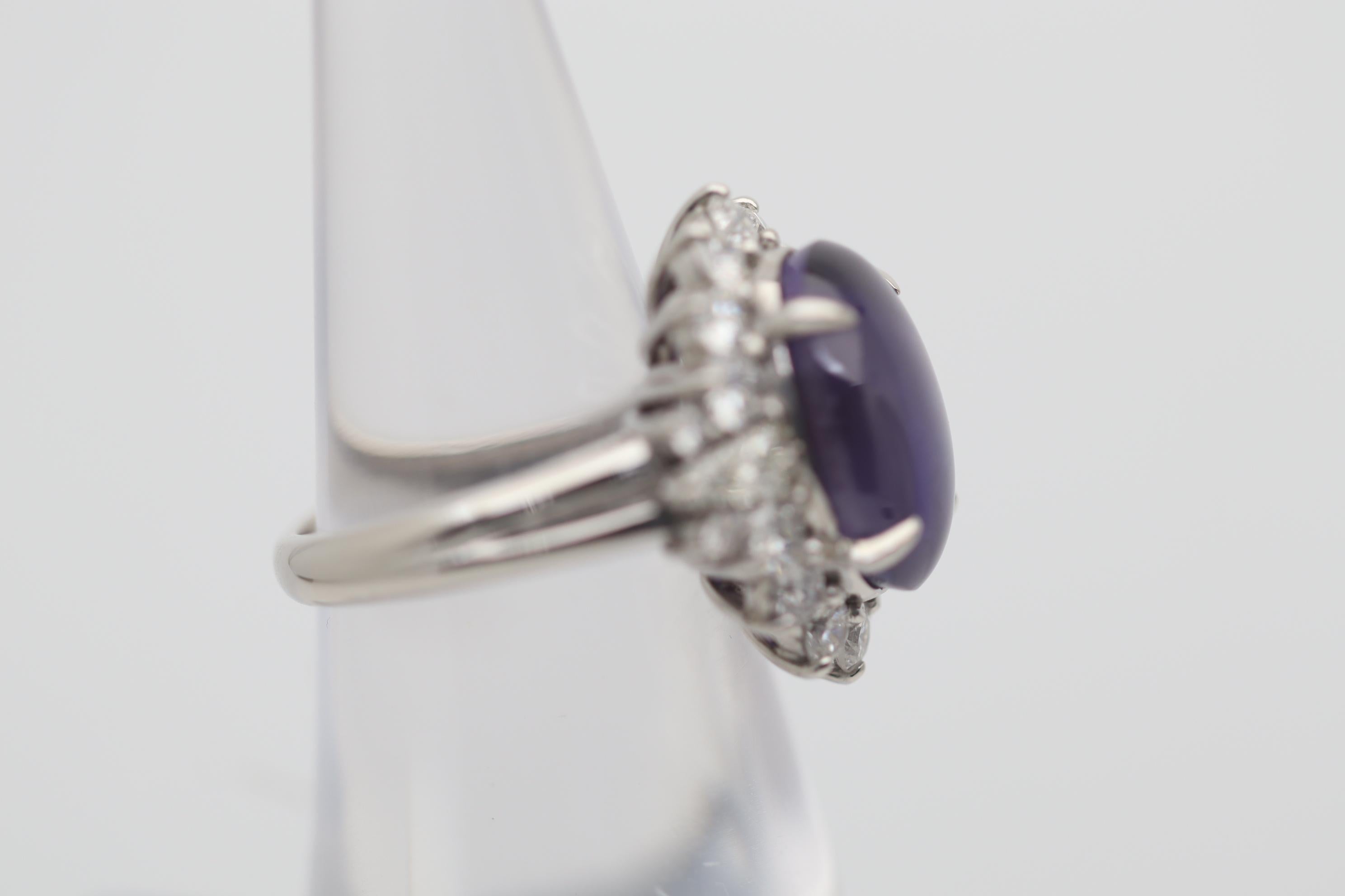 Purple Star Sapphire Diamond Platinum Ring at 1stDibs | purple star ...