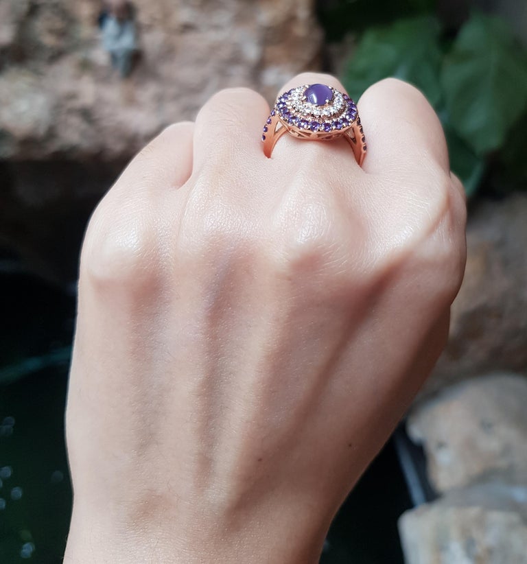 Purple Star Sapphire, Purple Sapphire and Diamond Ring in 18 Karat Rose ...
