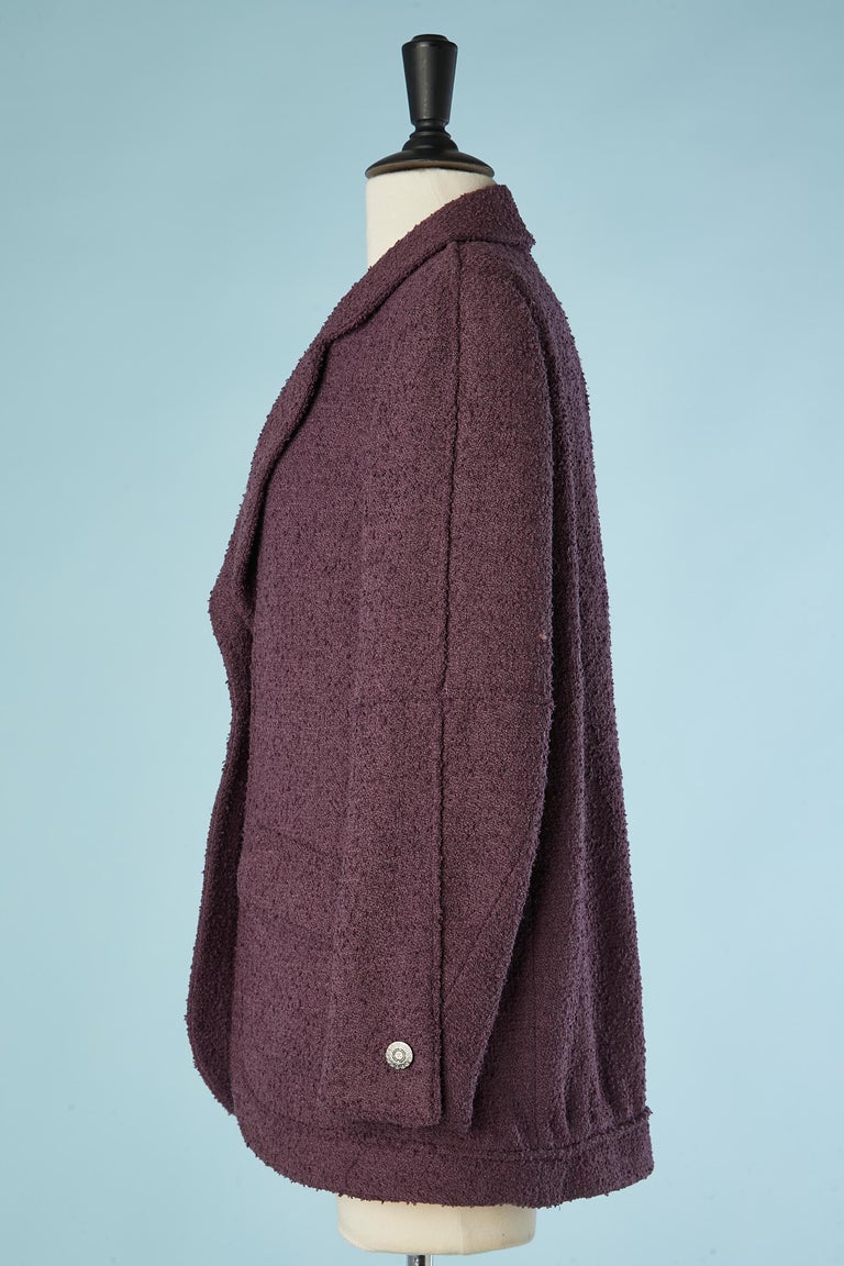 Purple tweed single breasted jacket Chanel Boutique For Sale at 1stDibs