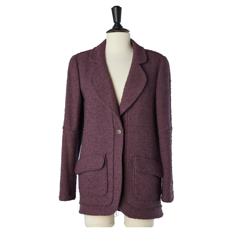 Purple tweed single breasted jacket Chanel Boutique For Sale at 1stDibs
