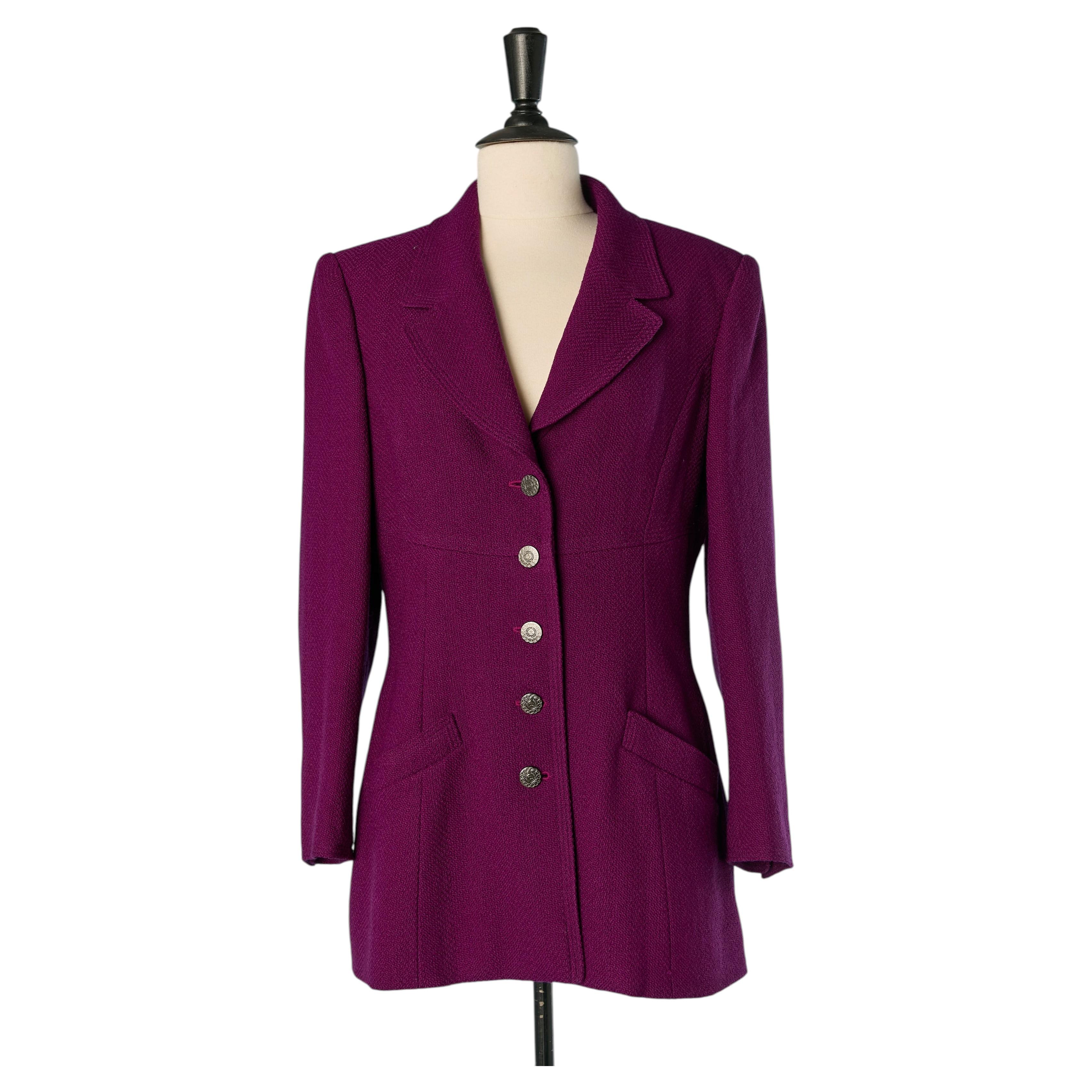 Purple Tweed single breasted jacket CHANEL Boutique For Sale at 1stDibs