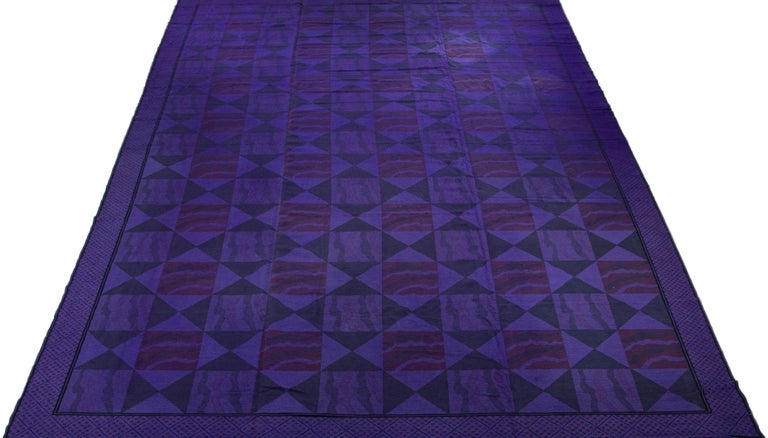 Purple Vintage Needlepoint Wool Rug with Geometric Design For Sale at ...