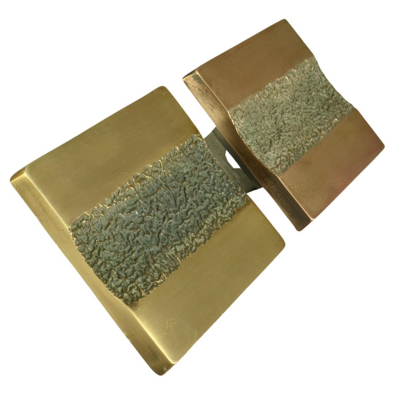 Architectural Push and Pull Bronze Door Handle Square part with Relief ...