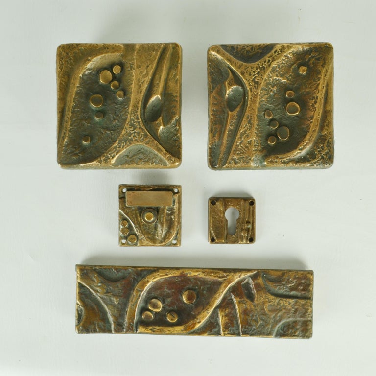 Push Pull Square Bronze Door Handles Pair for Double Doors with ...