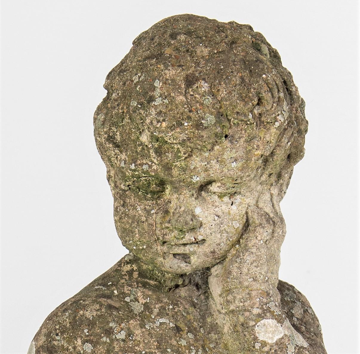 Putti Garden Stone Statue Figure Naturally Weathered Stone Sculpture ...