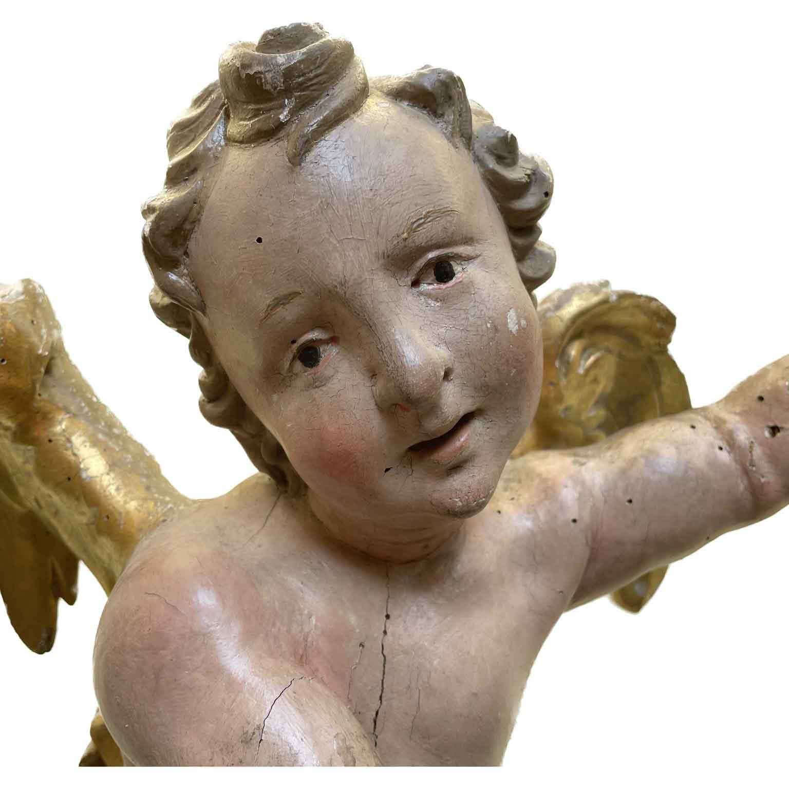 Italian Baroque Winged Putto circa 1650 Cherubino Gilded and Lacquered ...