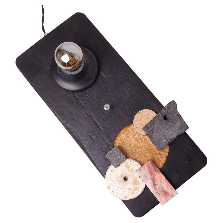 Puzzle, Sculptured Lighting, Table Lamp from Reclaimed Burned Wood and ...