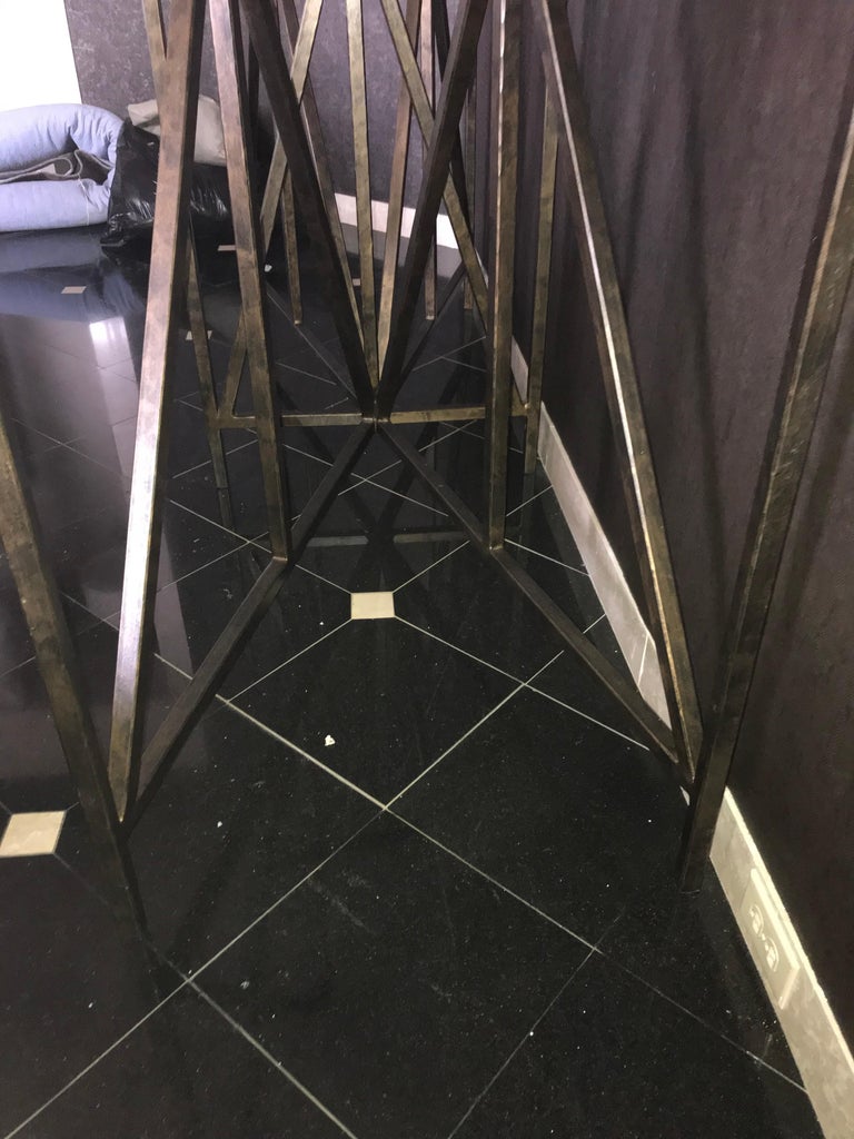 Pyramid Bronze Console Table with Glass Top at 1stDibs