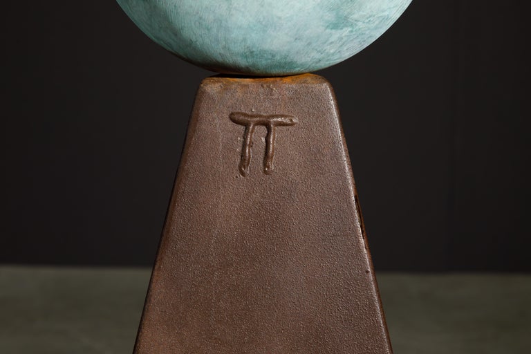 'Pyramid' by Tom Torrens Patinated Copper Fountain Bird Bath, 1990s ...