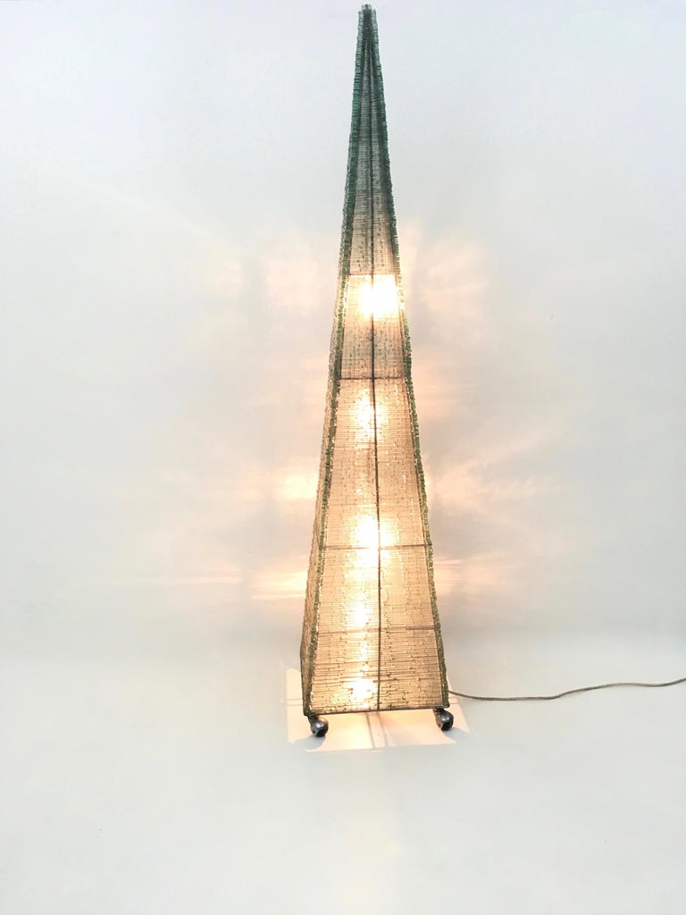 Postmodern Green Pyramid Floor Lamp with Green Glass Beads, Italy ...