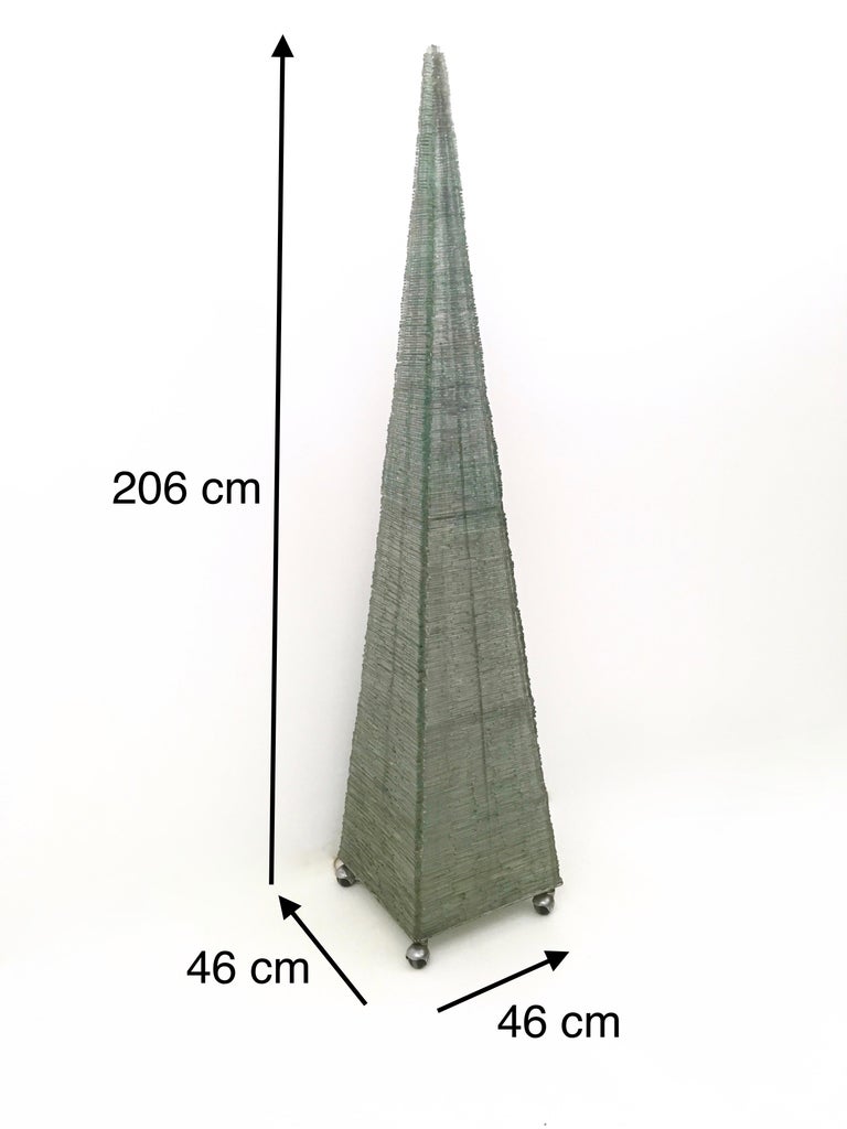 Postmodern Green Pyramid Floor Lamp with Green Glass Beads, Italy ...