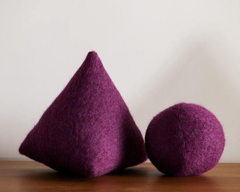 Hunt Modern Pyramid Pillow in Pierre Frey Yeti Zinzolin For Sale at 1stDibs