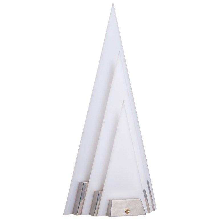 Pyramid Shaped Aluminium and Acrylic Lamp, Late 1970s For Sale at 1stDibs