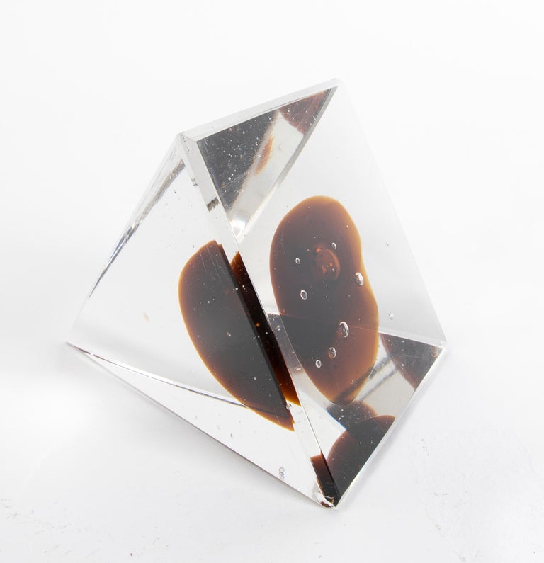 Pyramid-Shaped Glass Paperweight For Sale at 1stDibs