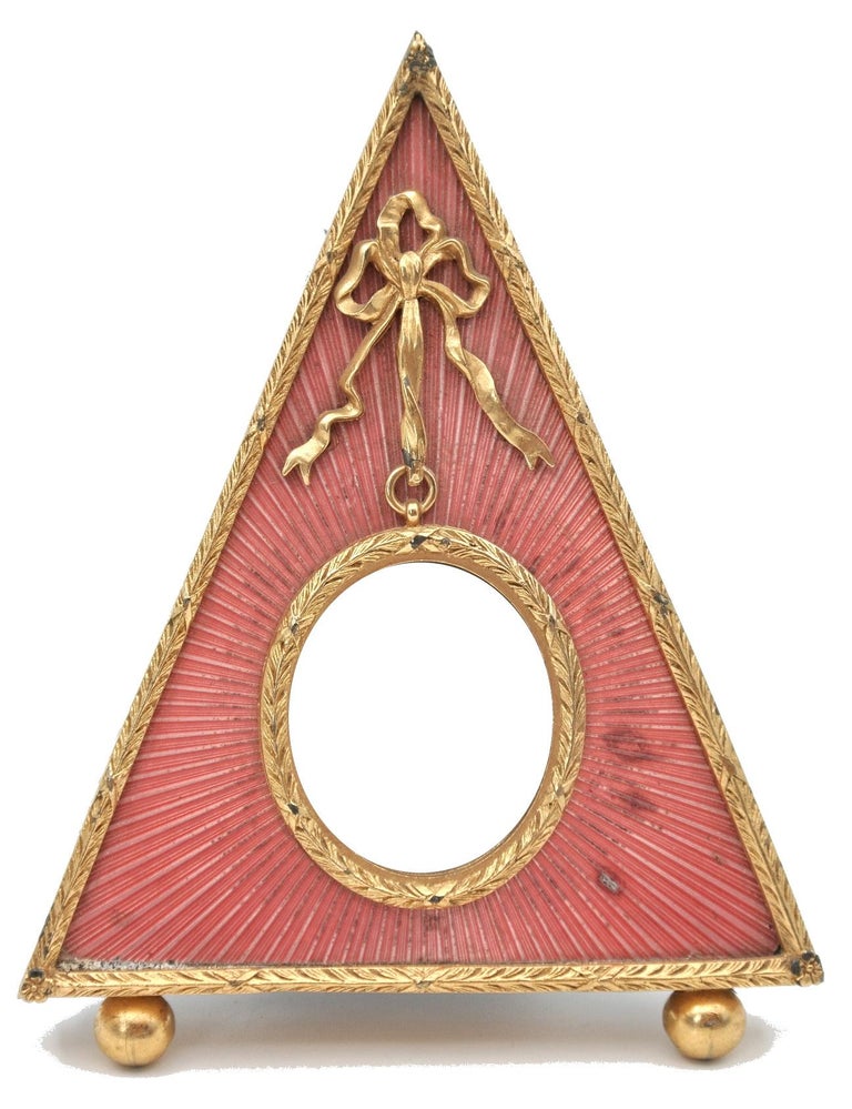Pyramid-Shaped Photo Frame in Gilded Bronze and Enamel at 1stDibs