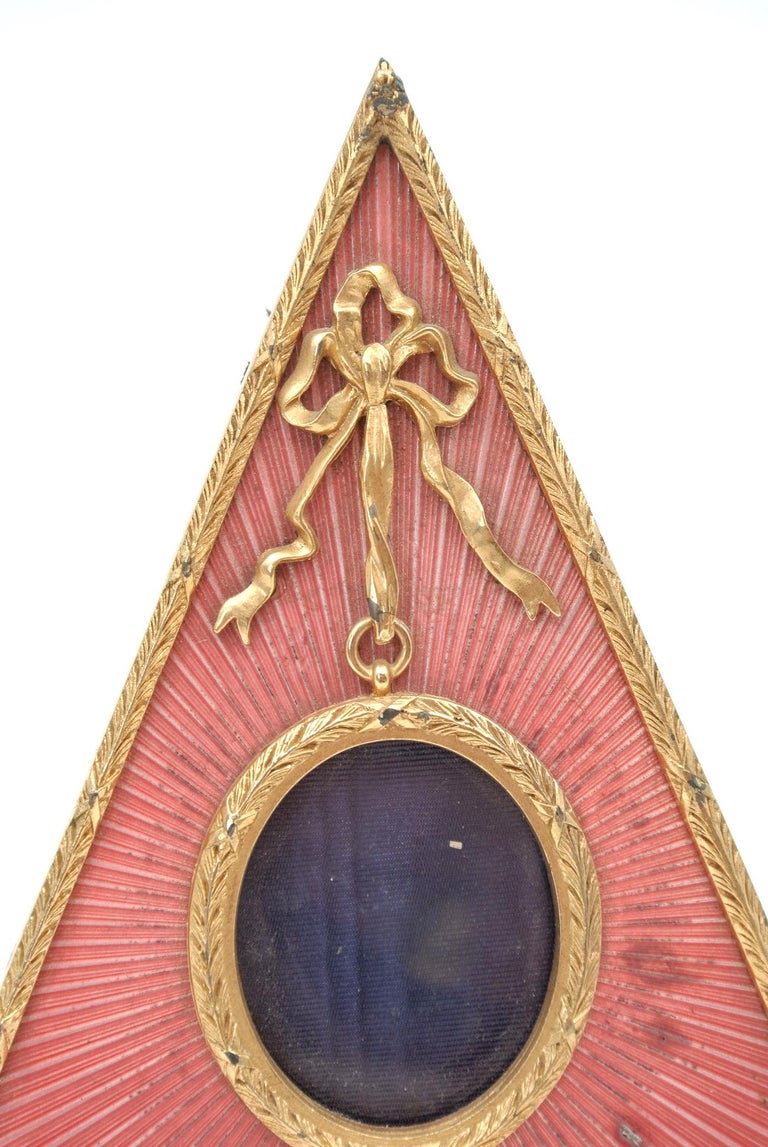 Pyramid-Shaped Photo Frame in Gilded Bronze and Enamel at 1stDibs