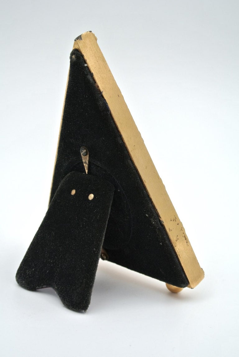 Pyramid-Shaped Photo Frame in Gilded Bronze and Enamel at 1stDibs
