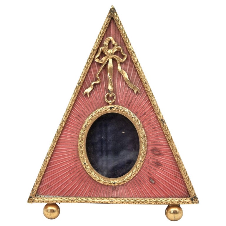 Pyramid-Shaped Photo Frame in Gilded Bronze and Enamel at 1stDibs