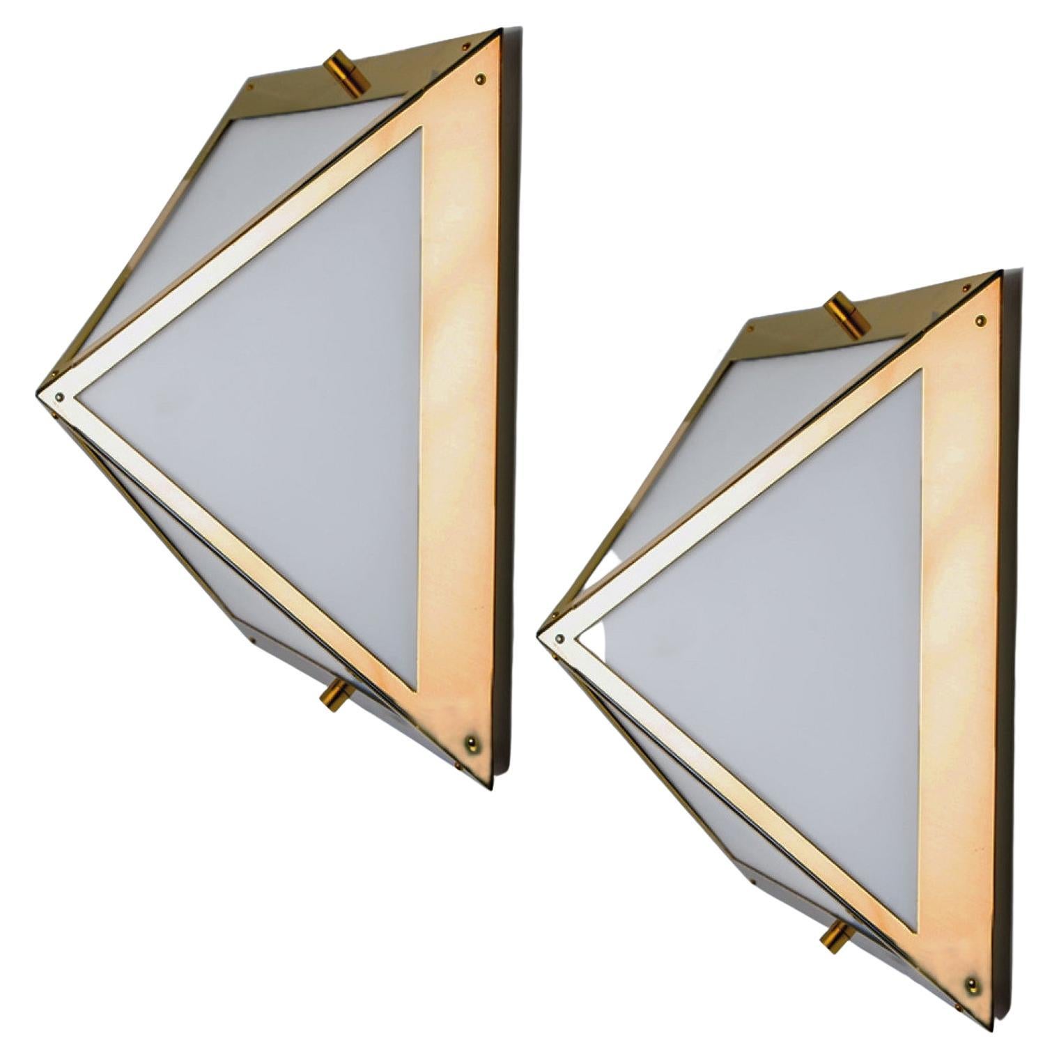 1 of the 5 Pyramid Shaped Massive Brass Wall Lamps, 1970s For Sale at ...