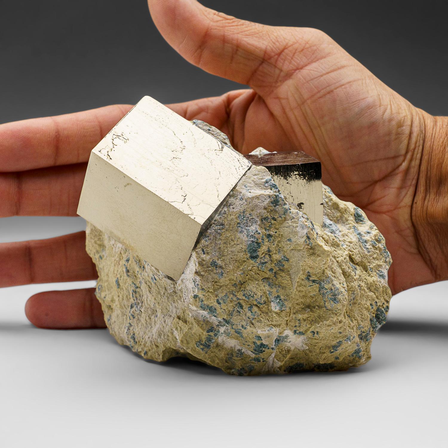 Pyrite Cube on Basalt from Navajún, La Rioja Province, Spain (1.9 lbs ...