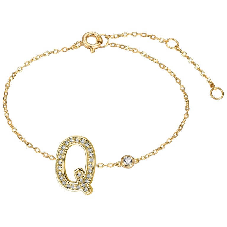 Q Initial Bezel Chain Bracelet For Sale at 1stDibs