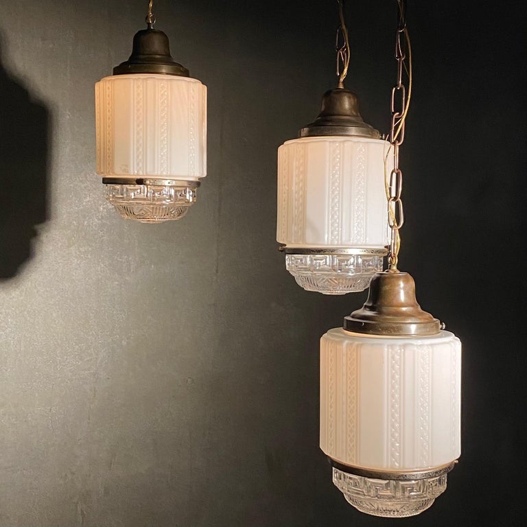 1920 set of RARE Art Deco Bank pendant lights at 1stDibs