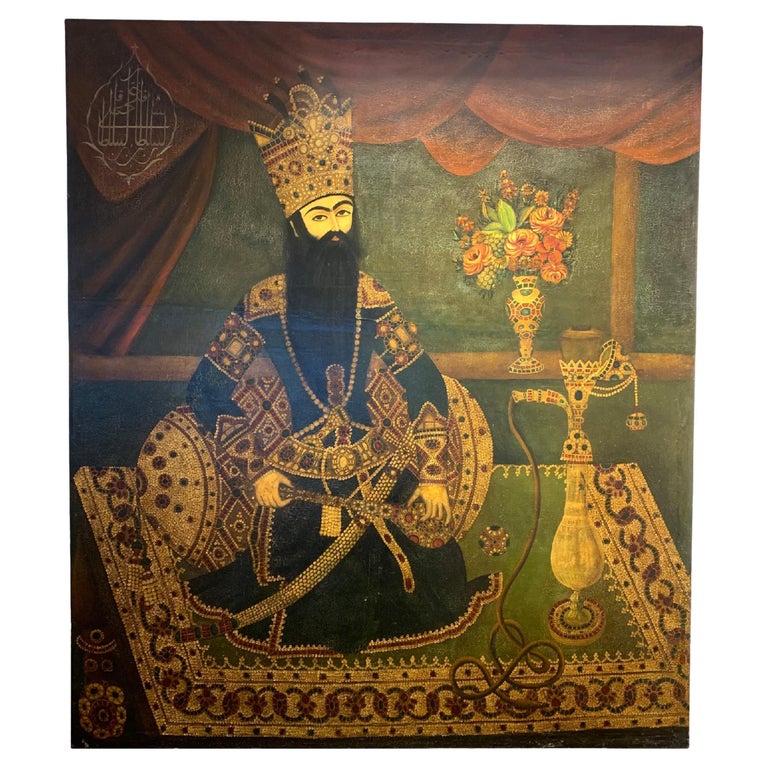 Qajar Portrait Depicts Fath Ali Shah, 19th Century For Sale at 1stDibs