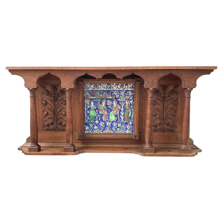 Qajar Tile in a Wooden Frame, Persia, 19th Century at 1stDibs