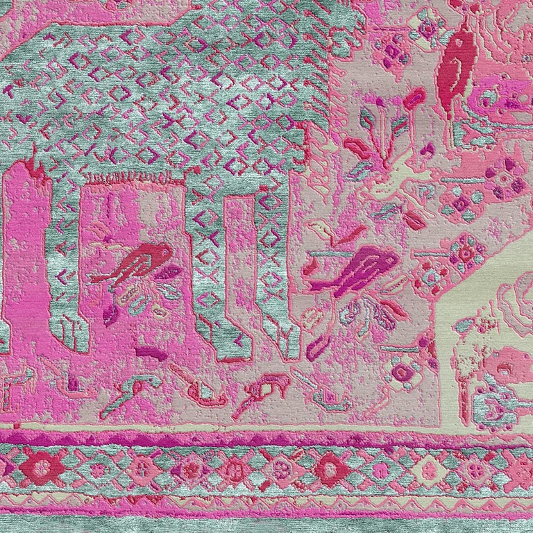 Qashqai Refracted Silk Rug Hand Knotted Contemporary Modern Design For ...