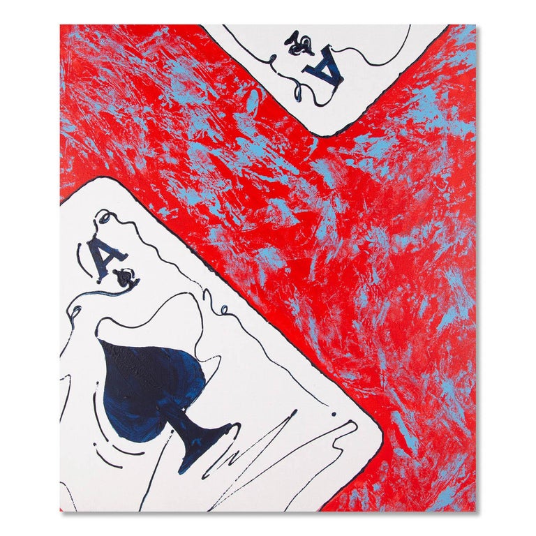 Qiang Li - Qiang Li Modernist Original Oil On Canvas "Poker" For Sale ...