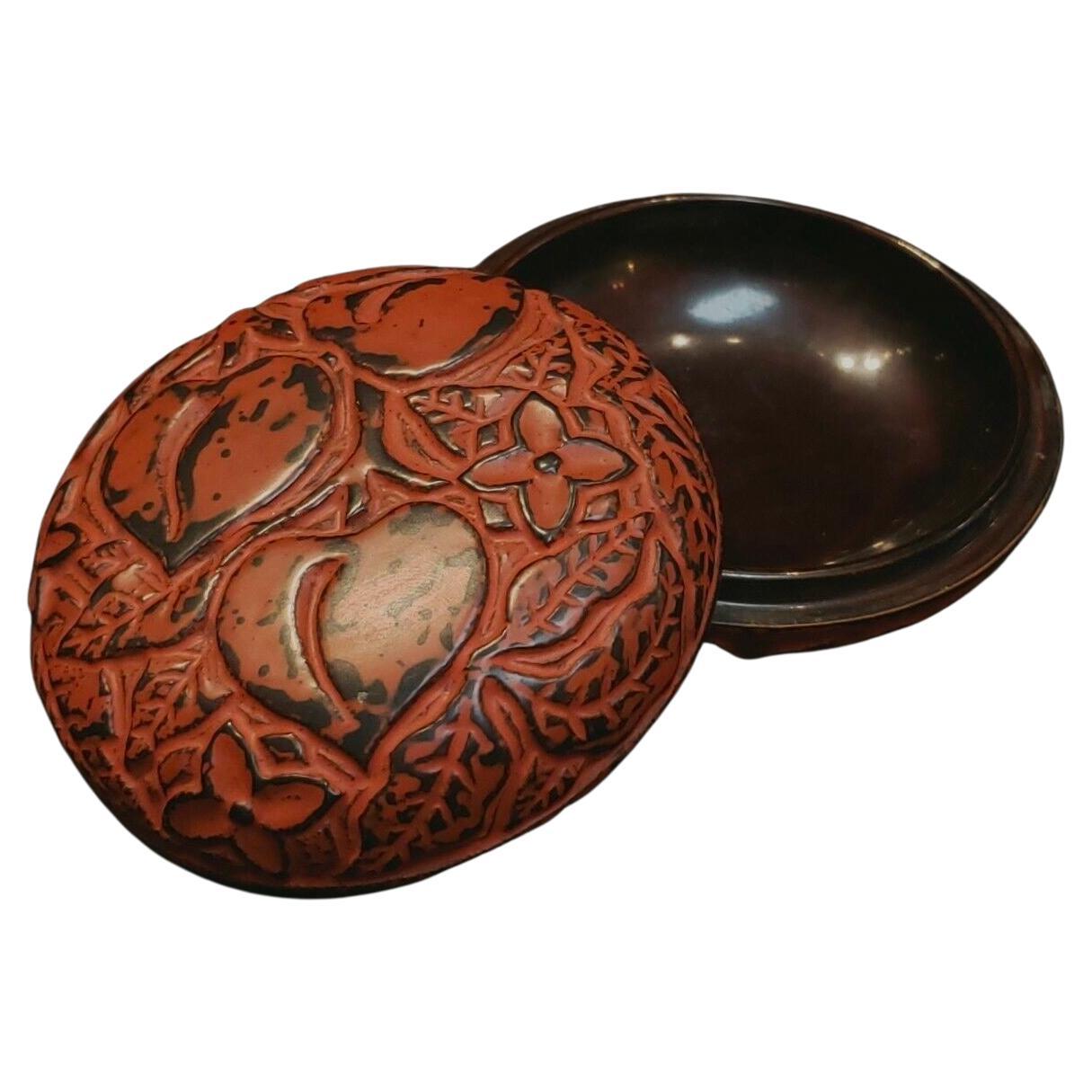 Qing, Chinese Antique Wood Lacquerware Ink Pad Box at 1stDibs