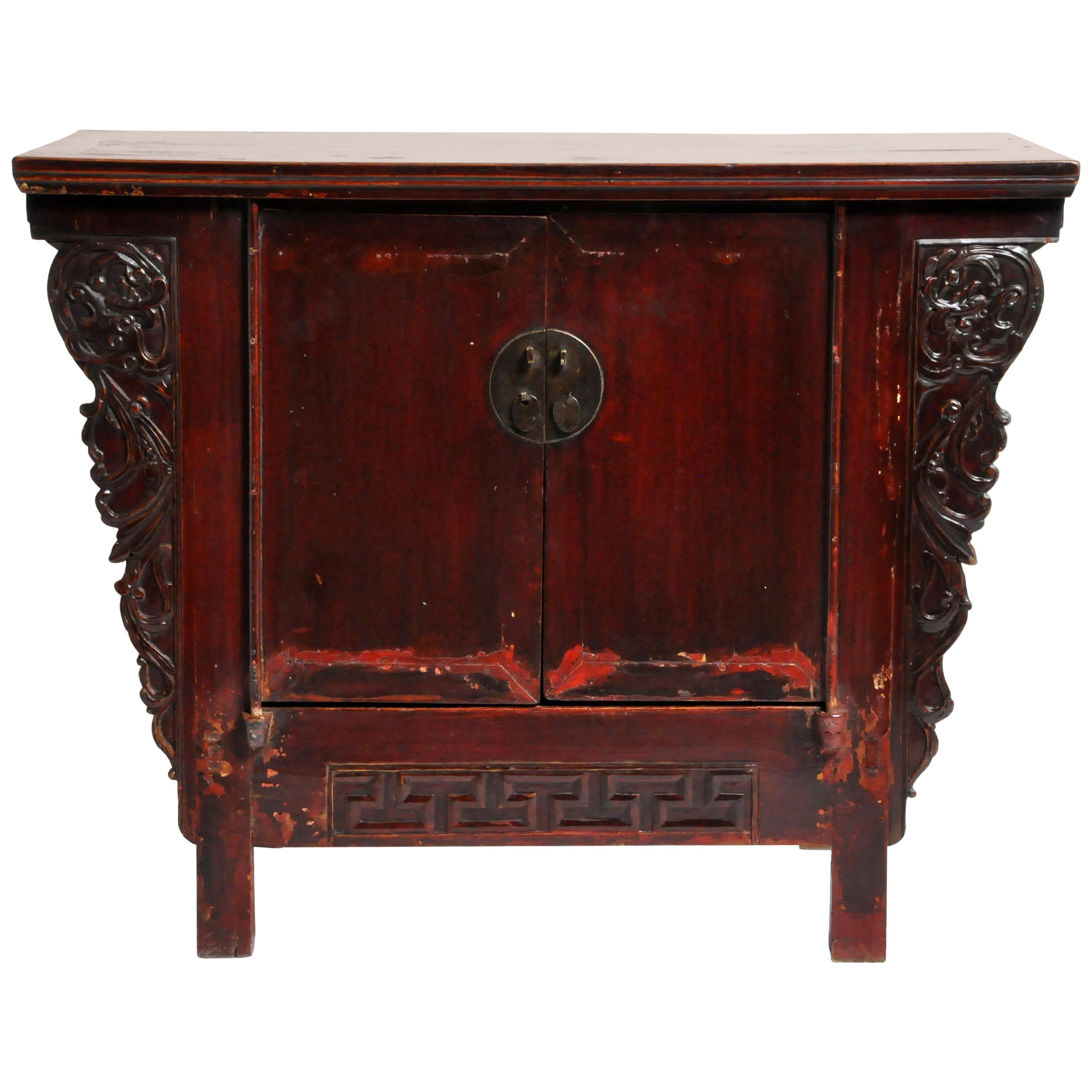 Qing Dynasty Butterfly Cabinet with a Pair of Doors and a Drawer at 1stDibs