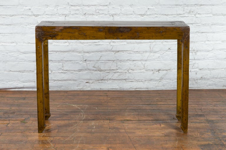 Qing Dynasty Chinese 19th Century Distressed Brown Lacquer Console ...
