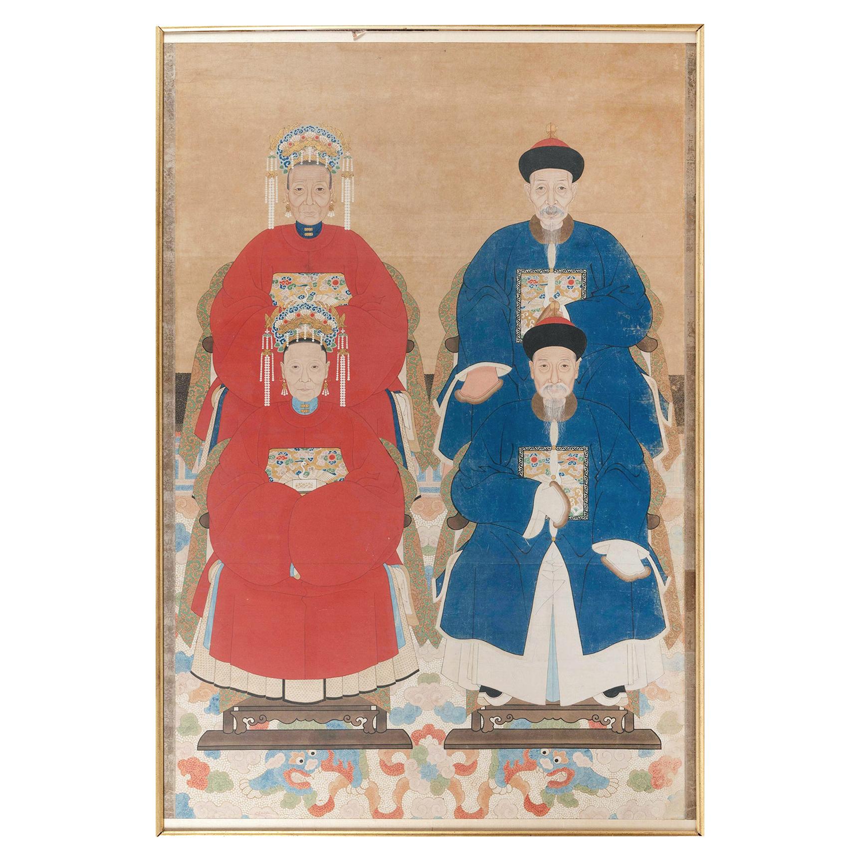 Superb Very Large Finely Rendered Chinese Antique Ancestral Portrait at ...