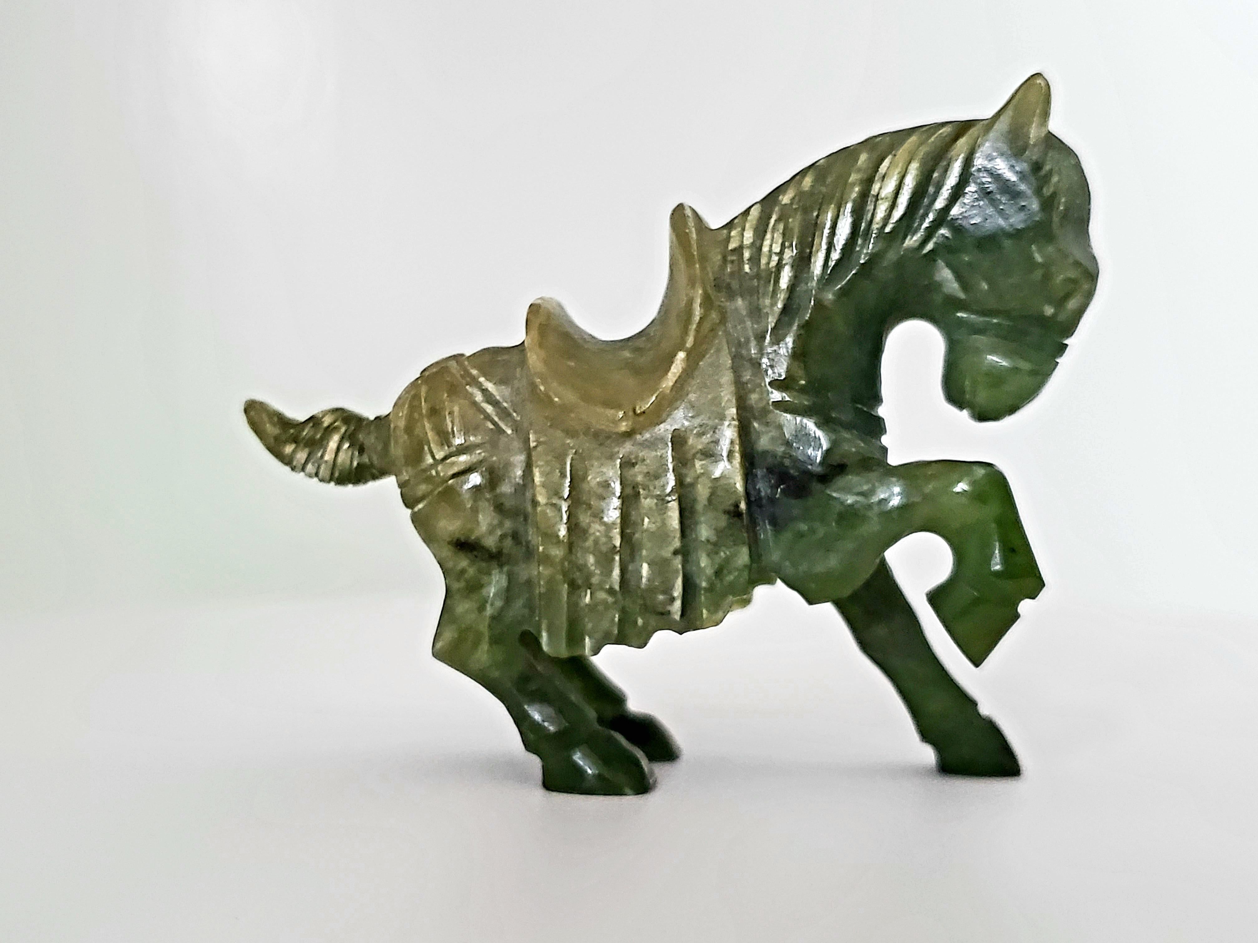 Natural Spinach Jade Animal Figurines from Qing Dynasty For Sale at 1stDibs