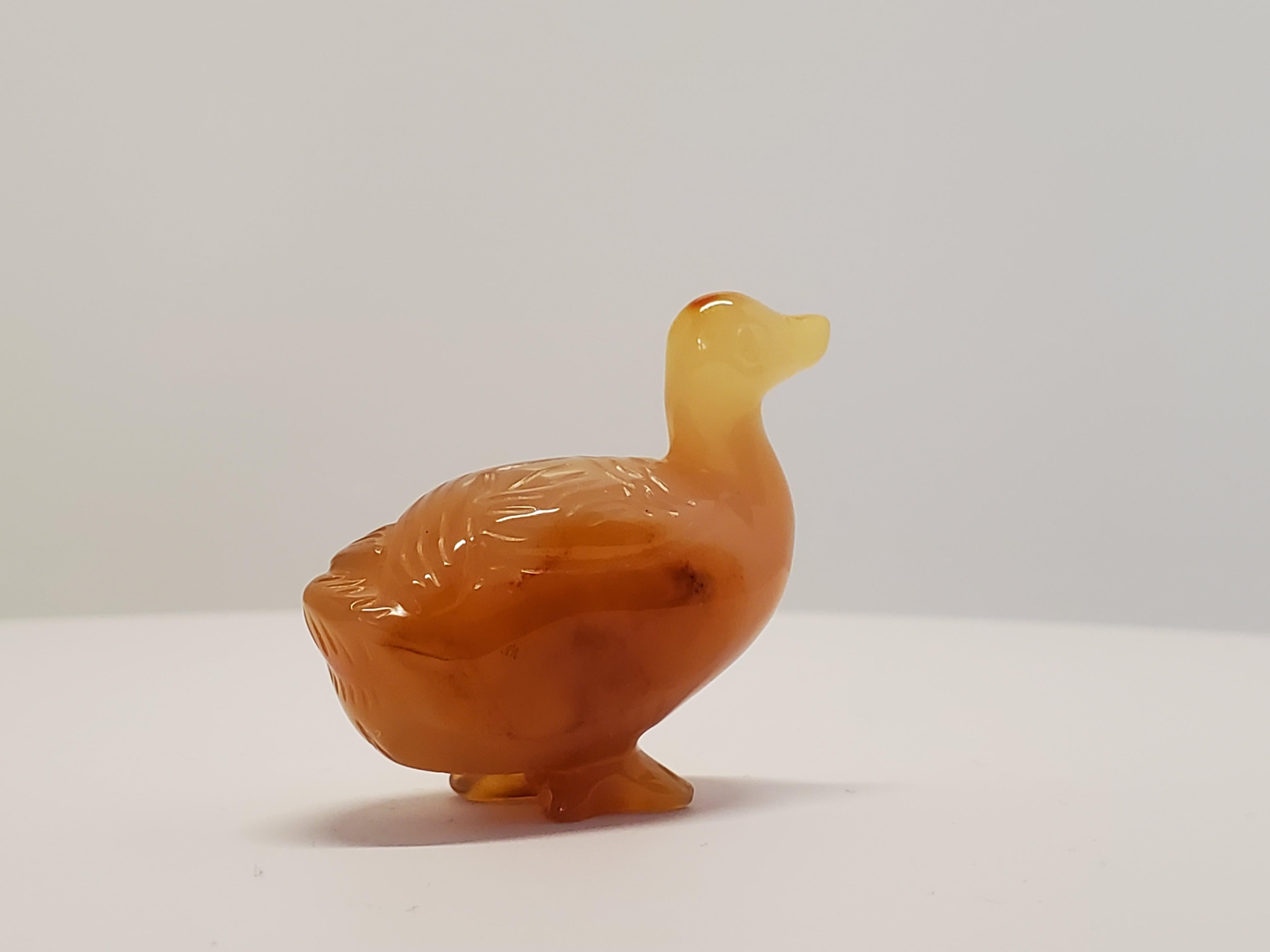 Jade Duck - Qing Dynasty Natural Yellow and Russet Jade Duck, Signed ...