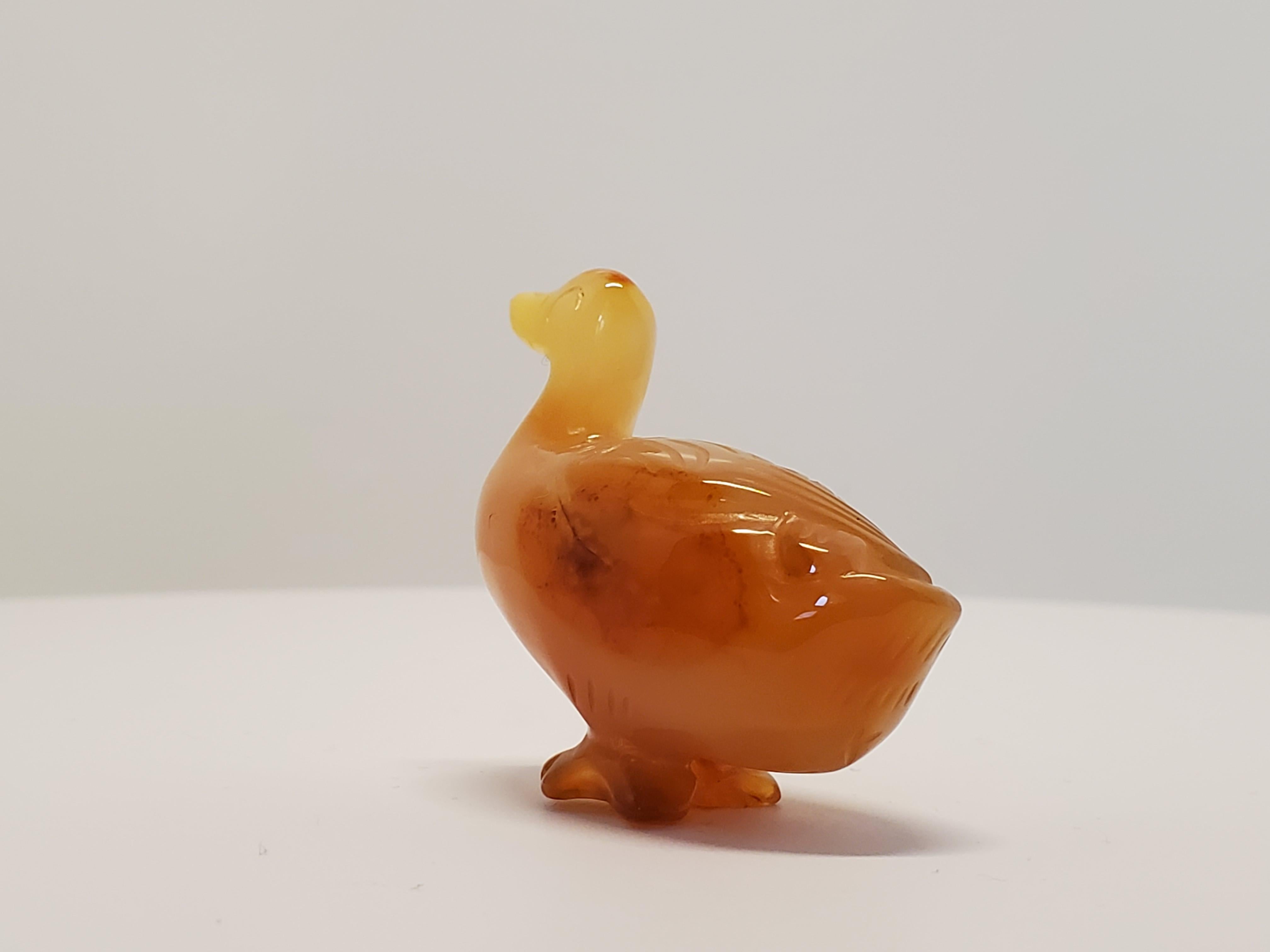 Jade Duck - Qing Dynasty Natural Yellow and Russet Jade Duck, Signed ...