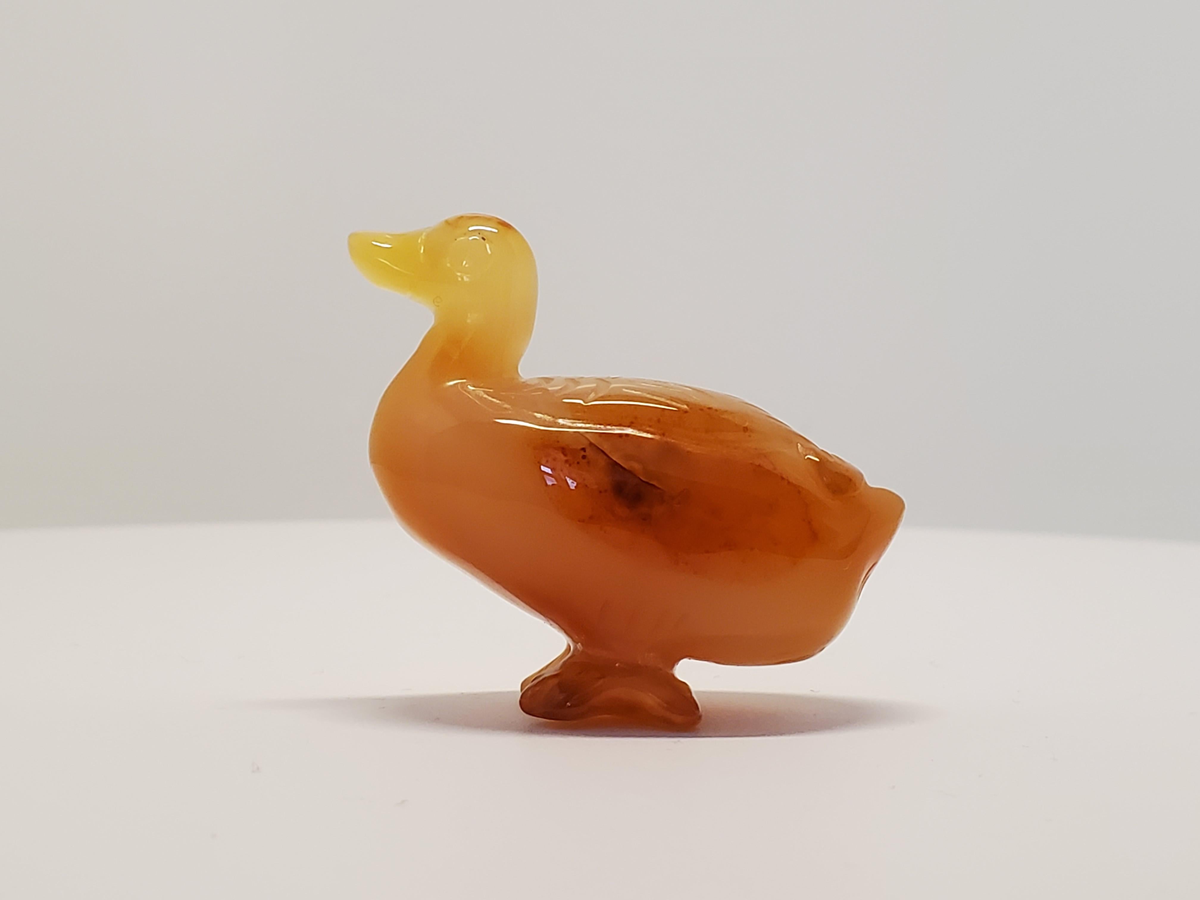 Jade Duck - Qing Dynasty Natural Yellow and Russet Jade Duck, Signed ...