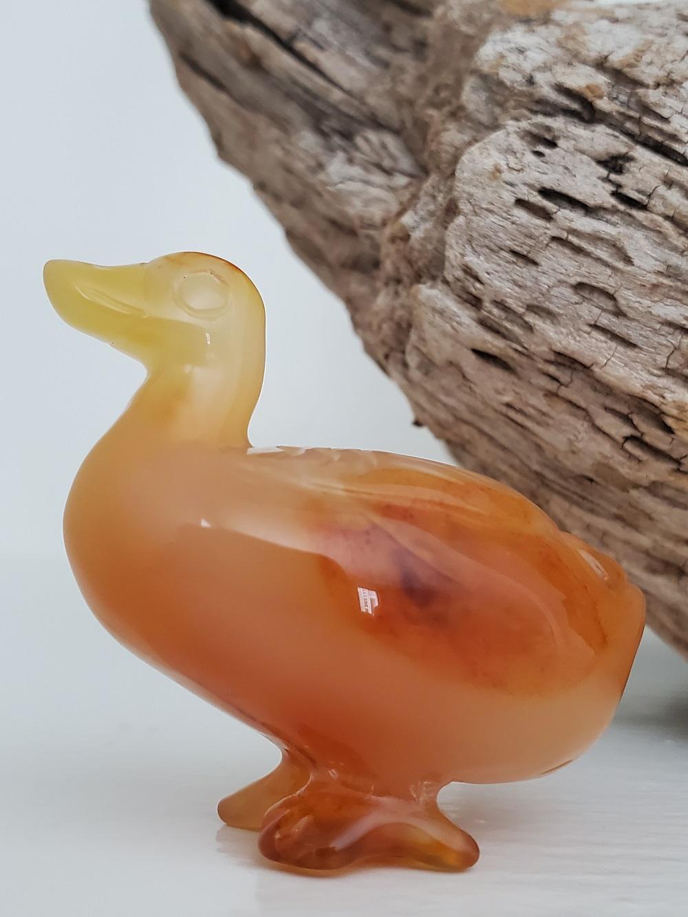 Jade Duck - Qing Dynasty Natural Yellow and Russet Jade Duck, Signed ...