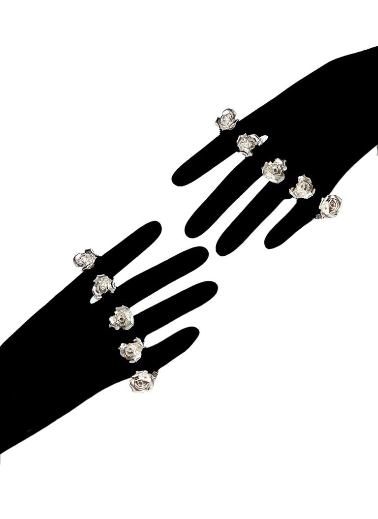 Quad knuckle rosette RING (Rodium plated) For Sale at 1stDibs