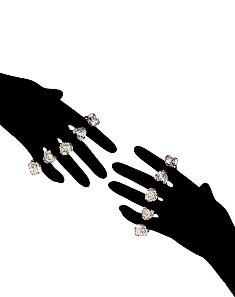 Quad knuckle rosette RING (Rodium plated) For Sale at 1stDibs